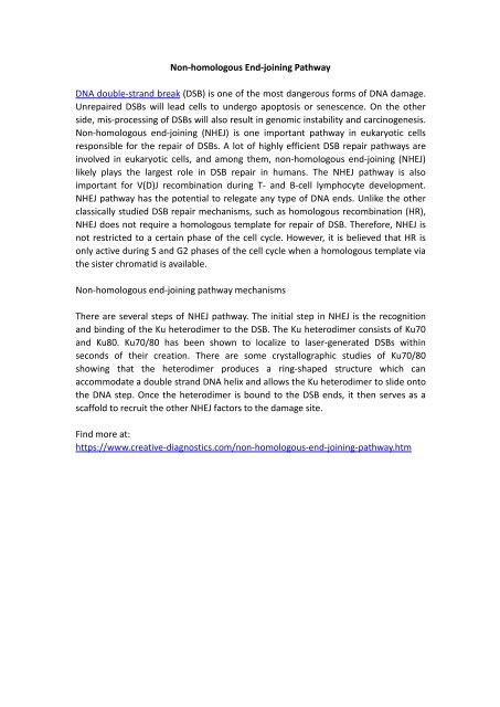 Non-homologous End-joining Pathway