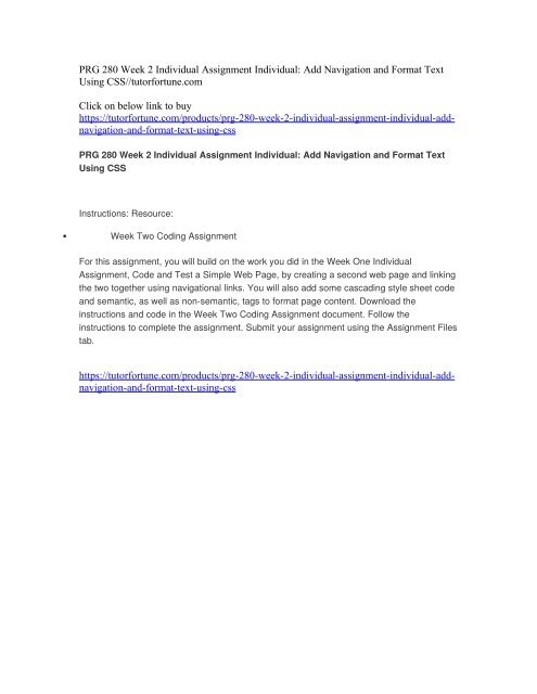 PRG 280 Week 2 Individual Assignment Individual Add Navigation and ...