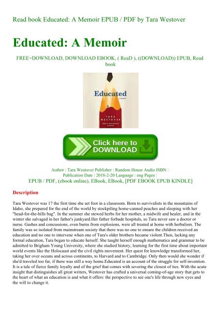 Read book Educated A Memoir EPUB PDF by Tara Westover