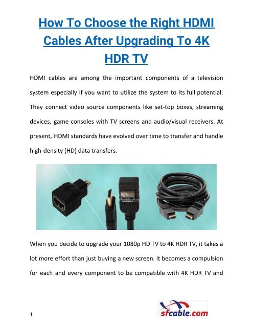 How To Choose the Right HDMI Cables After Upgrading To 4K HDR TV