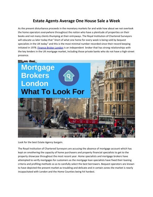 Estate Agents Average One House Sale a Week