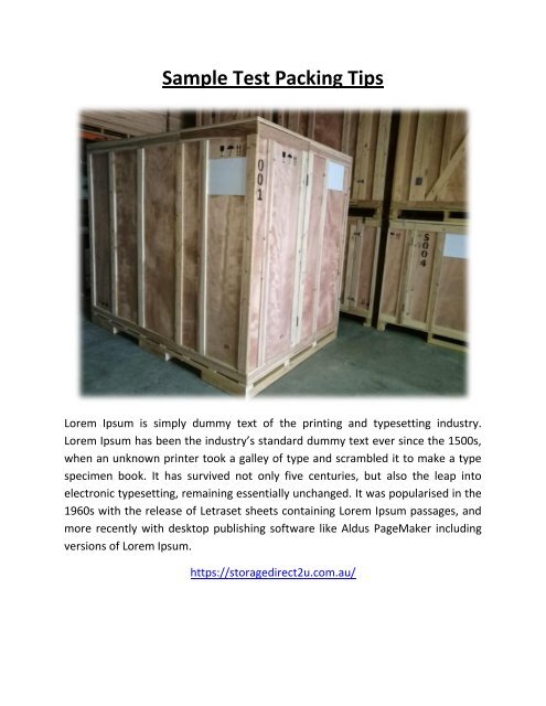 Sample Test Packing Tips
