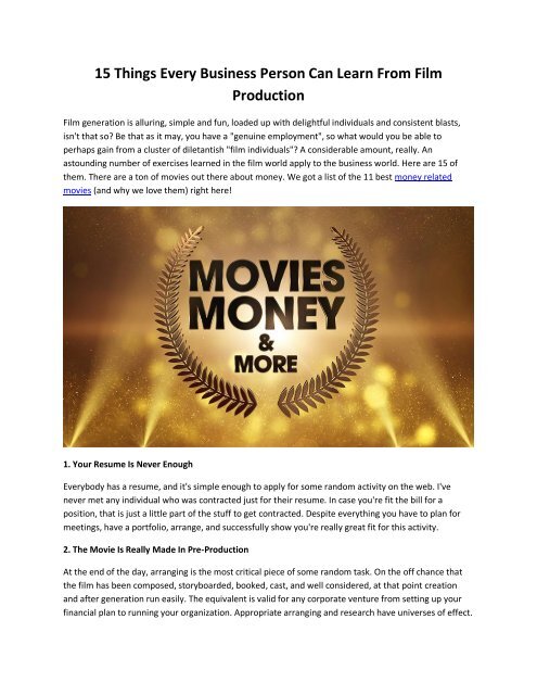 15 Things Every Business Person Can Learn From Film Production