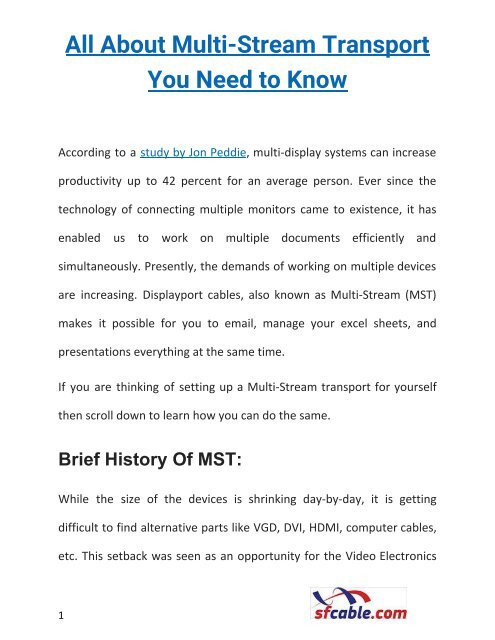 All About Multi-Stream Transport You Need to Know