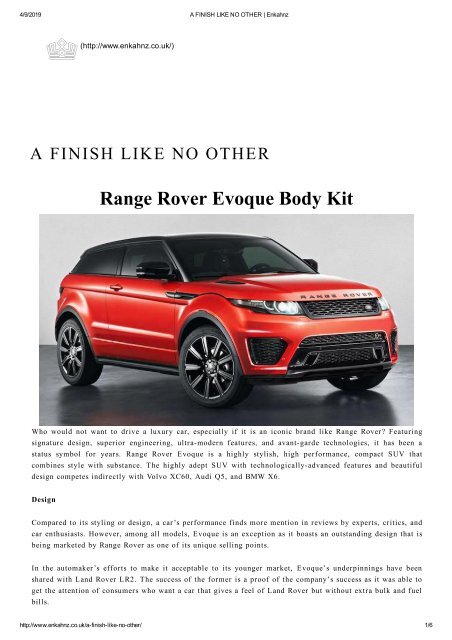 Range Rover Evoque Body Kit with Enkahnz