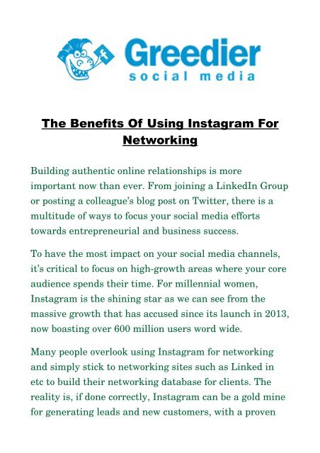 The Benefits Of Using Instagram For Networking