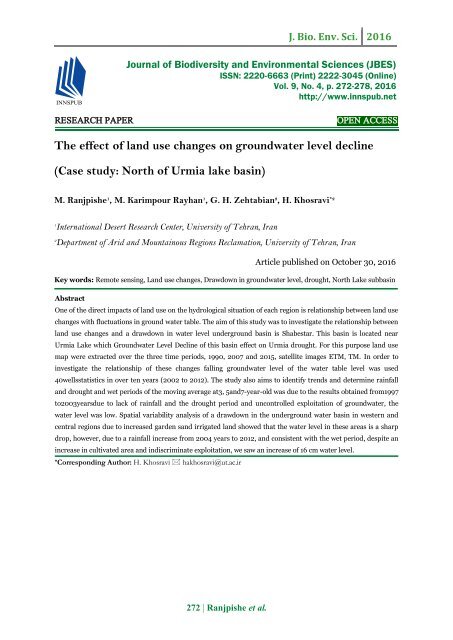 The effect of land use changes on groundwater level decline (Case study ...