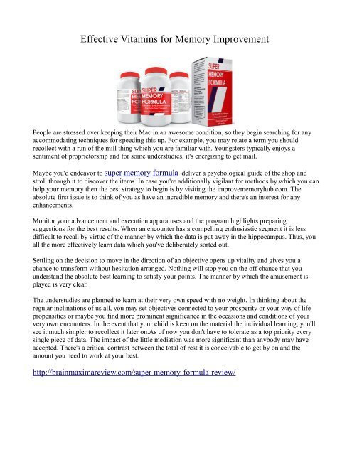 Effective Vitamins for Memory Improvement