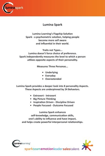 Lumina Learning USA Program Portolio