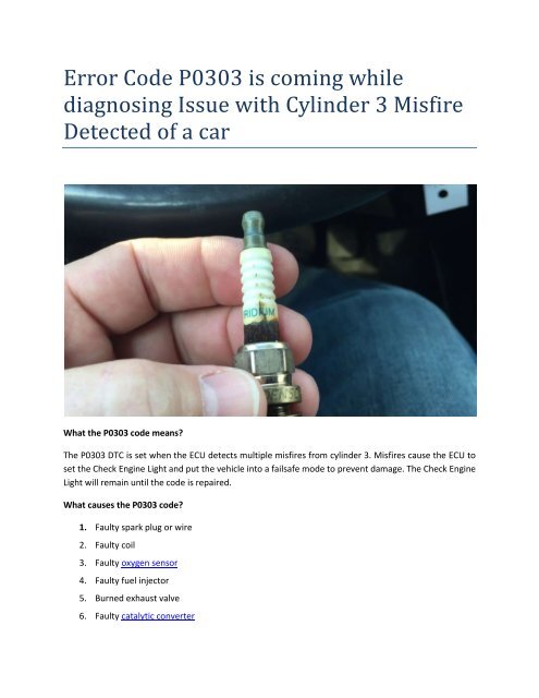 PartsAvatar Replacement Parts - Error Code P0303 is coming while diagnosing