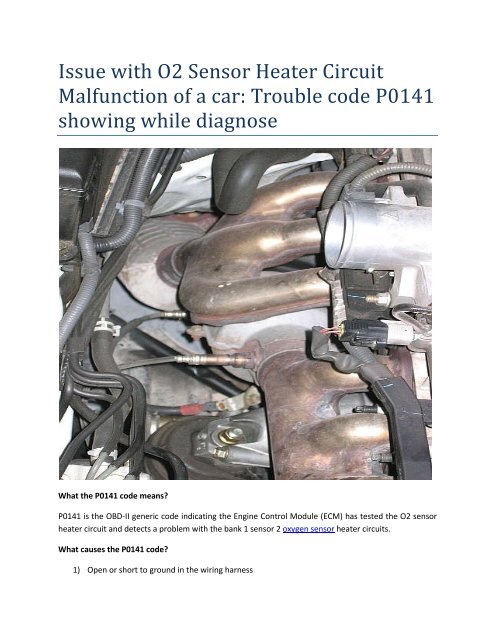 Partsavatar Car Parts - Issue with O2 Sensor Heater Circuit Malfunction of a car
