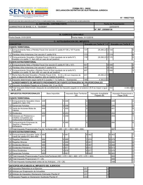 Declaracion islr 2018