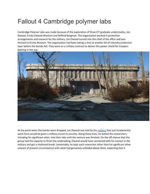 Fallout 4 Cambridge polymer labs..