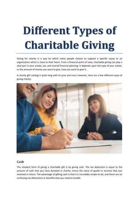 Different Types of Charitable Giving