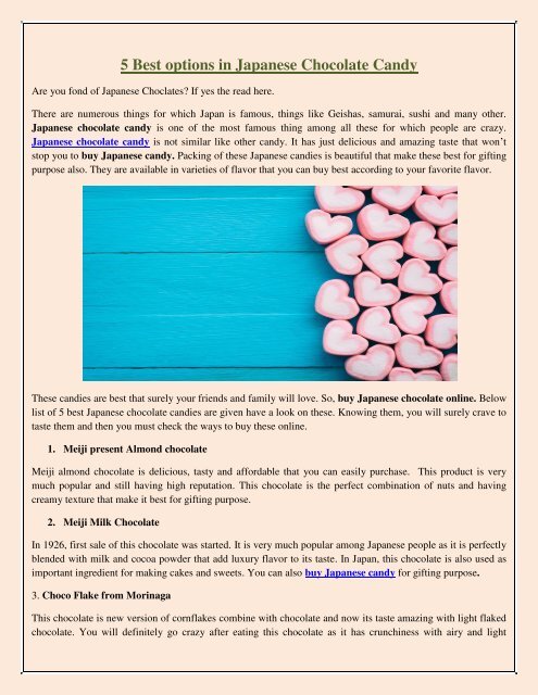 5 Best options in Japanese Chocolate Candy