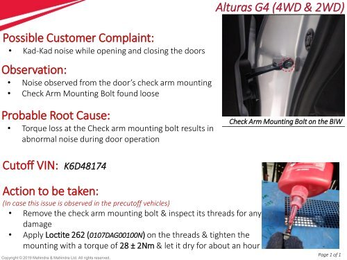 ALTURAS_G4_Check_Arm_Mounting_Bolt_Loose