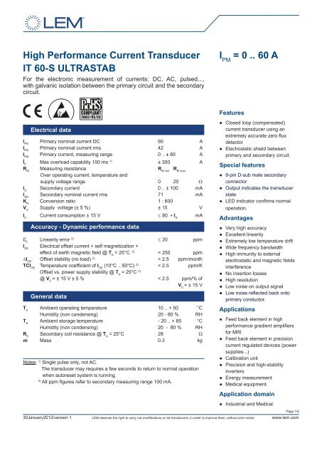 IT 60-S Ultrastab Current Transducer