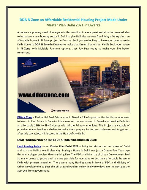 DDA N Zone an Affordable Residential Housing Project Made Under Master ...