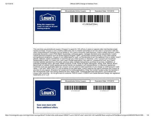 Official USPS Change of Address Form