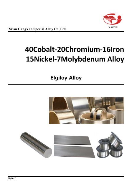 Cobalt-Chromium Alloy ASTM F1058 - Elgiloy