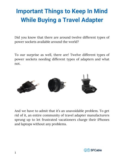Important Things To Keep In Mind While Buying A Travel Adapter