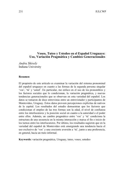 Voseo, tuteo y ustedeo en Uruguay