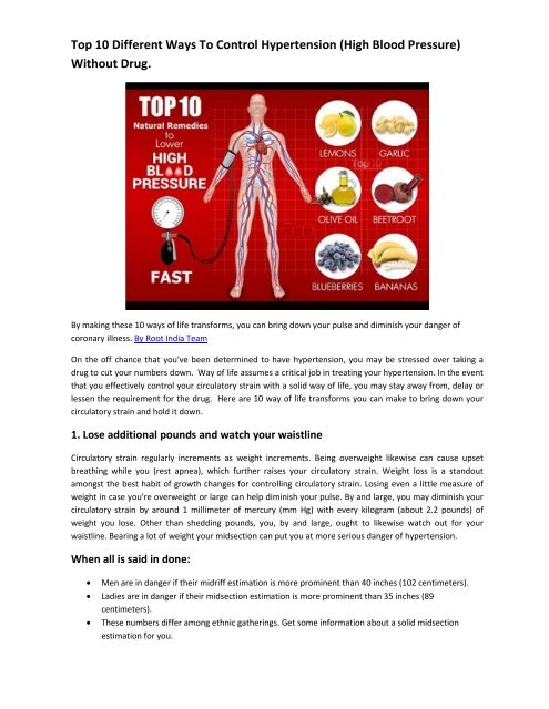 Top 10 Different Ways To Control Hypertension (High Blood Pressure ...
