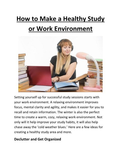 How to Make a Healthy Study or Work Environment