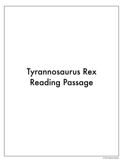 TyrannosaurusRexReadingPassageFreebie