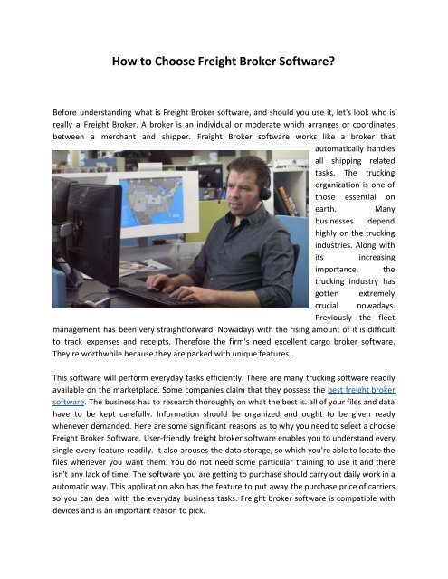 How to Choose Freight Broker Software