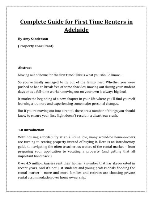 Complete guide for first time renters in Adelaide
