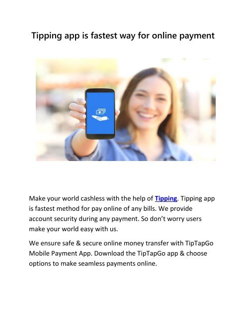 Tipping app is fastest way for online payment