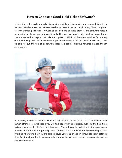 How to Choose a Good Field Ticket Software