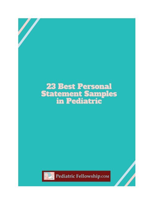 23 Best Personal Statement Samples in Pediatric