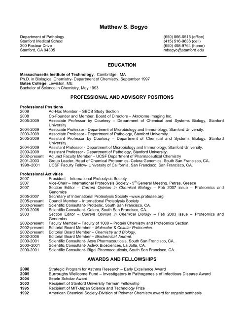 Matthew S. Bogyo - Bogyo Lab - Stanford University