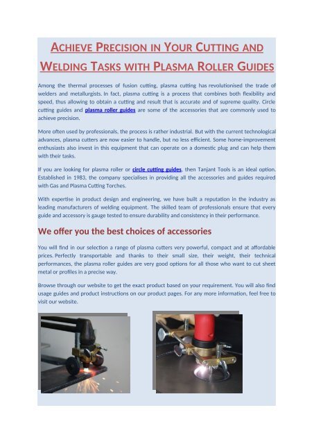 Plasma Circle Cutting Guide