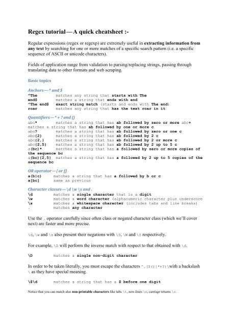 Regextutorials
