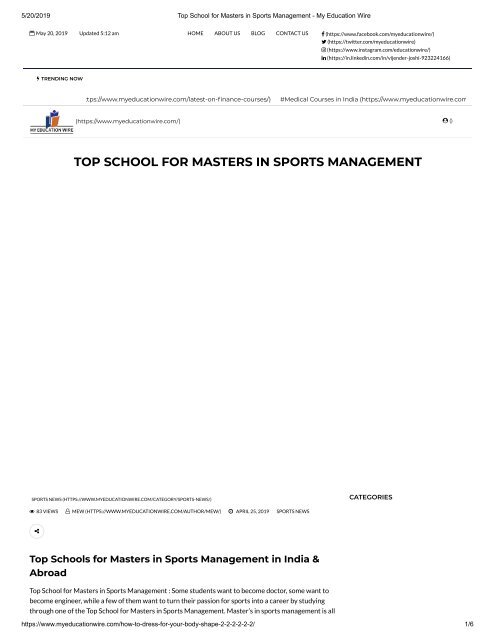 Top school for masters in sports management