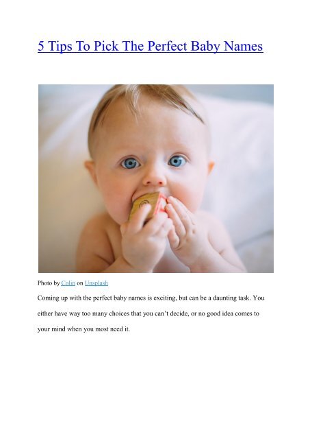 5 Tips To Pick The Perfect Baby Name1