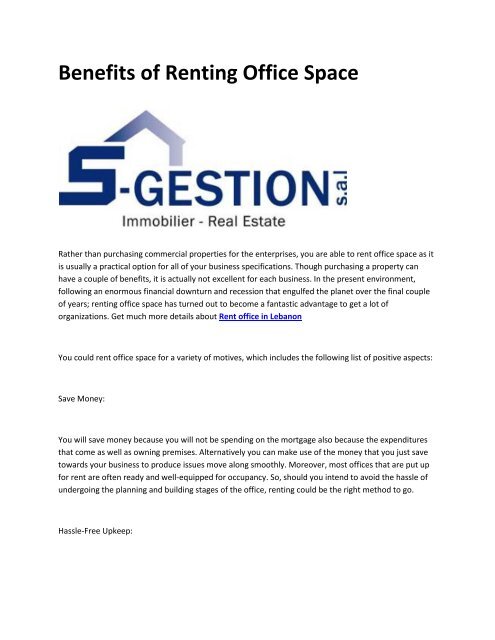 5 Offices for rent in Lebanon