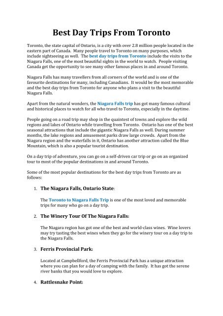 Best Day Trips From Toronto