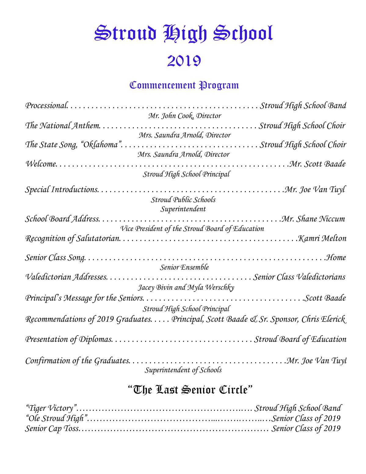 High School Graduation Program Sample