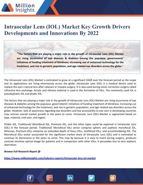 Intraocular Lens (IOL) Market Key Growth Drivers Developments and ...