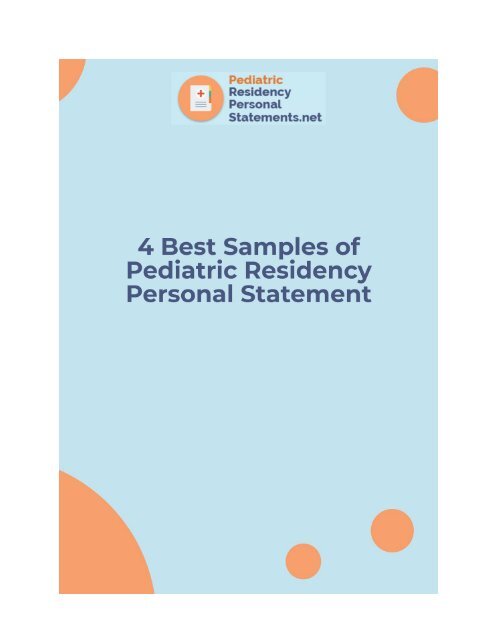 4 Best Samples of Pediatric Residency Personal Statement