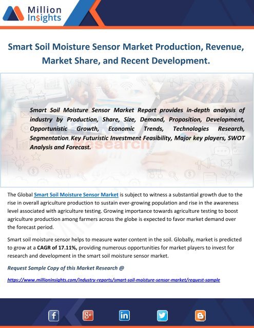 Smart Soil Moisture Sensor Market Production, Revenue, Market Share ...