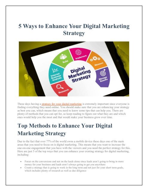 5 Ways to Enhance Your Digital Marketing Strategy