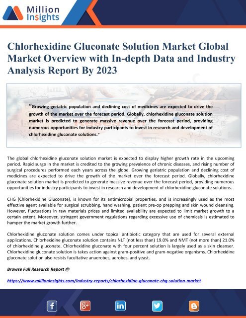 Chlorhexidine Gluconate Solution Market Global Market Overview with In ...