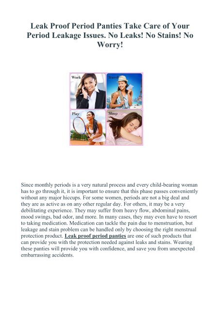Leak Proof Period Panties Take Care of Your Period Leakage Issues. No ...