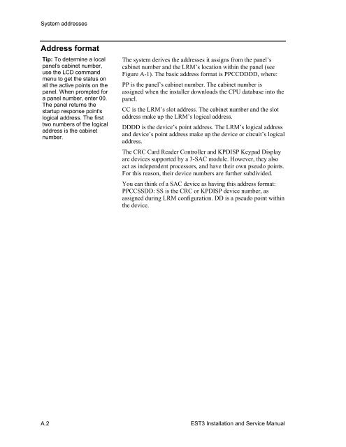 System addresses Address