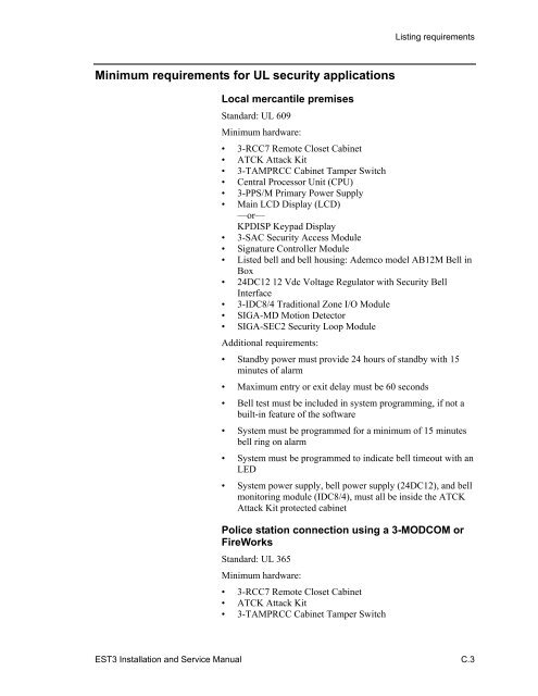 Listing requirements NFPA